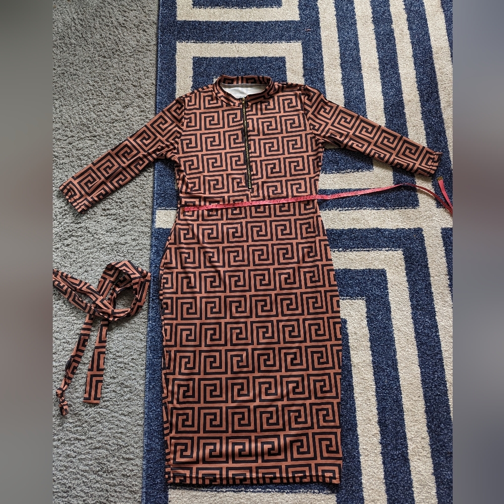 Greek Key Pattern Dress - Gem